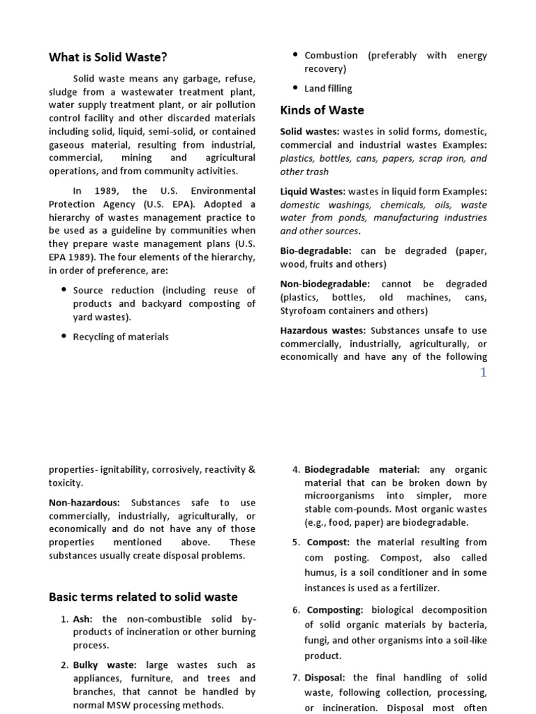 What Is Solid Waste?: Solid Wastes: Wastes in Solid Forms, Domestic ...