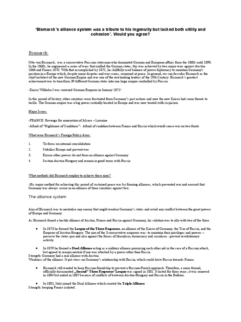 IR - S3 Handout Q1 | PDF | Otto Von Bismarck | German Empire