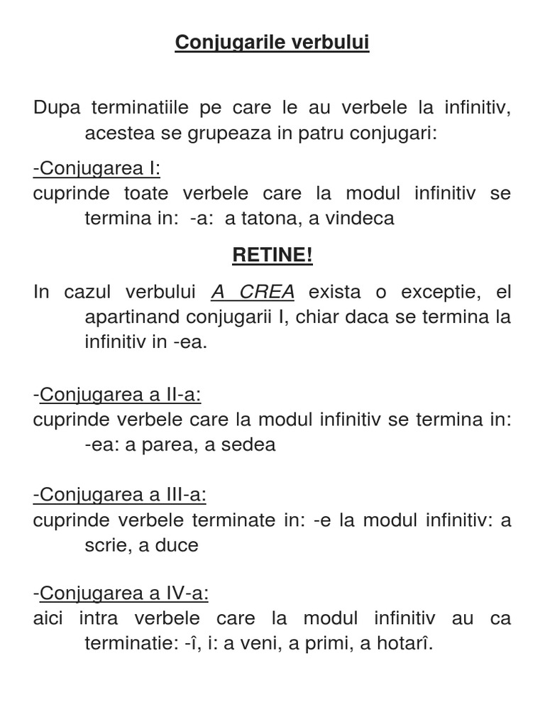 Conjugarile Verbului | PDF