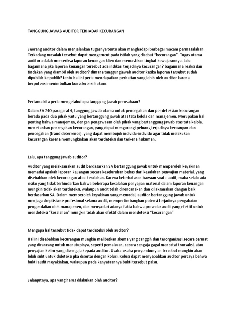 Rangkuman SA 240 | PDF