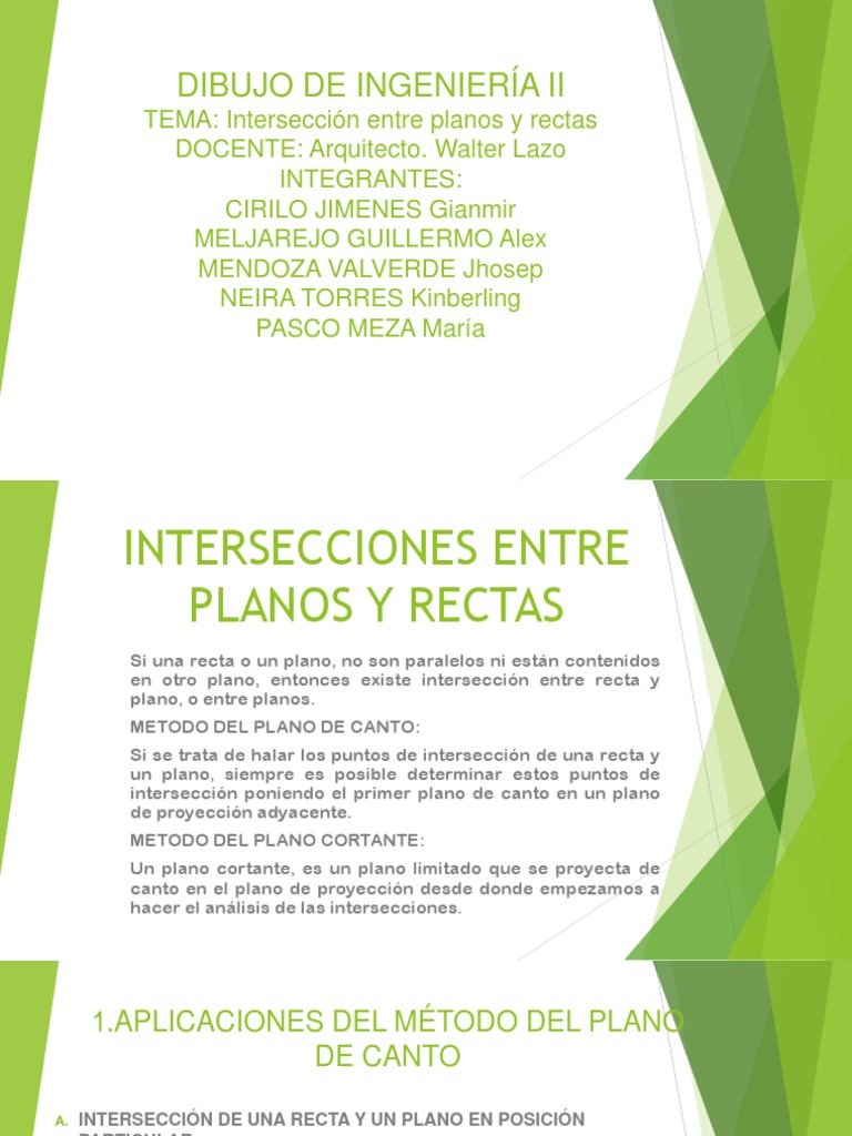 Intersecciones Entre Planos y Rectas | PDF | Geometria plana) | Línea (geometría)