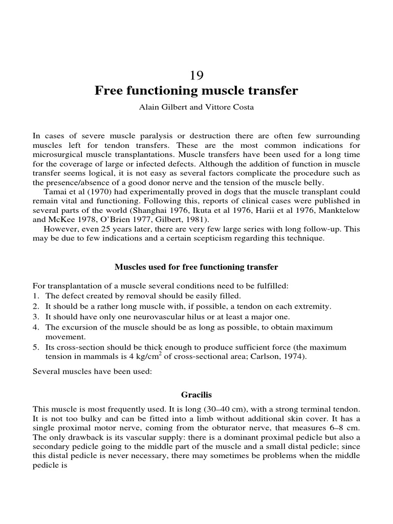 Free Functioning Muscle Transfer Techniques and Indications | PDF ...