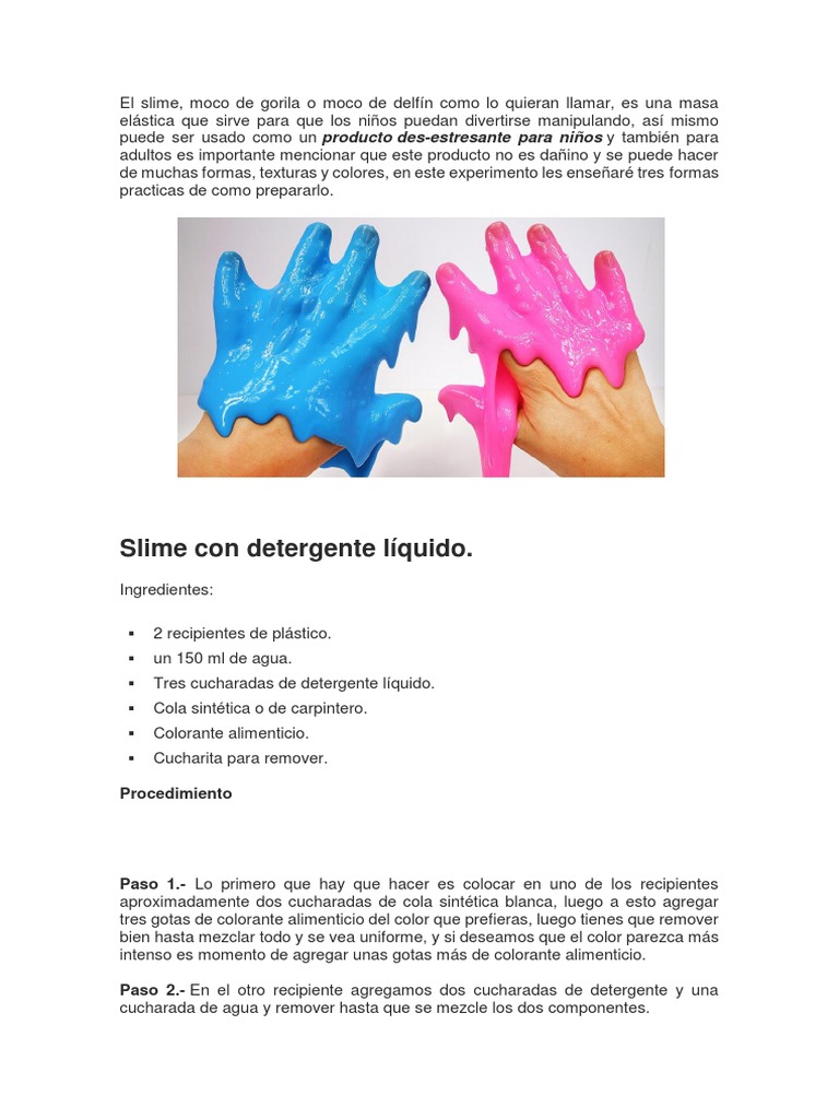 Cómo Hacer Slime: Guía Práctica | PDF | Alimentos | Naturaleza