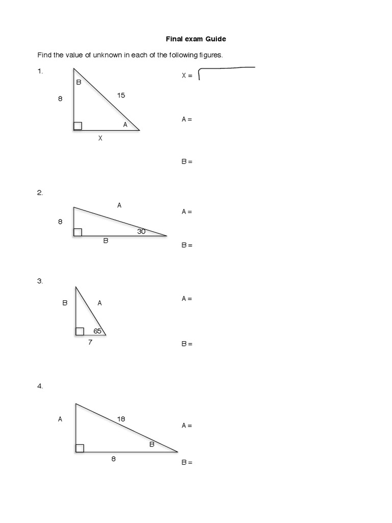 Find The Value of Unknown in Each of The Following Figures. 1. B X | Download Free PDF ...