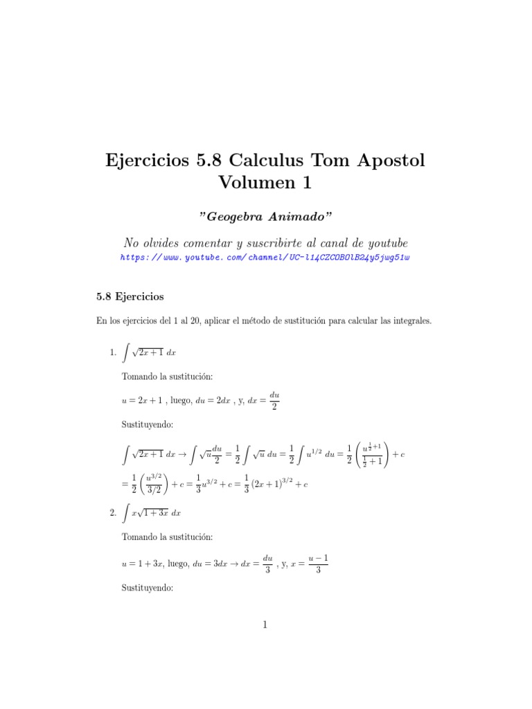 Ejercicios 5.8 Calculus Tom Apostol Vol I | PDF | Integral | Zona