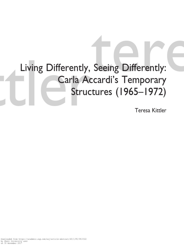 Living Differently, Seeing Differently: Carla Accardi's Temporary ...