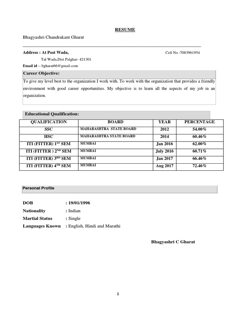 Bhagyashree CV | PDF
