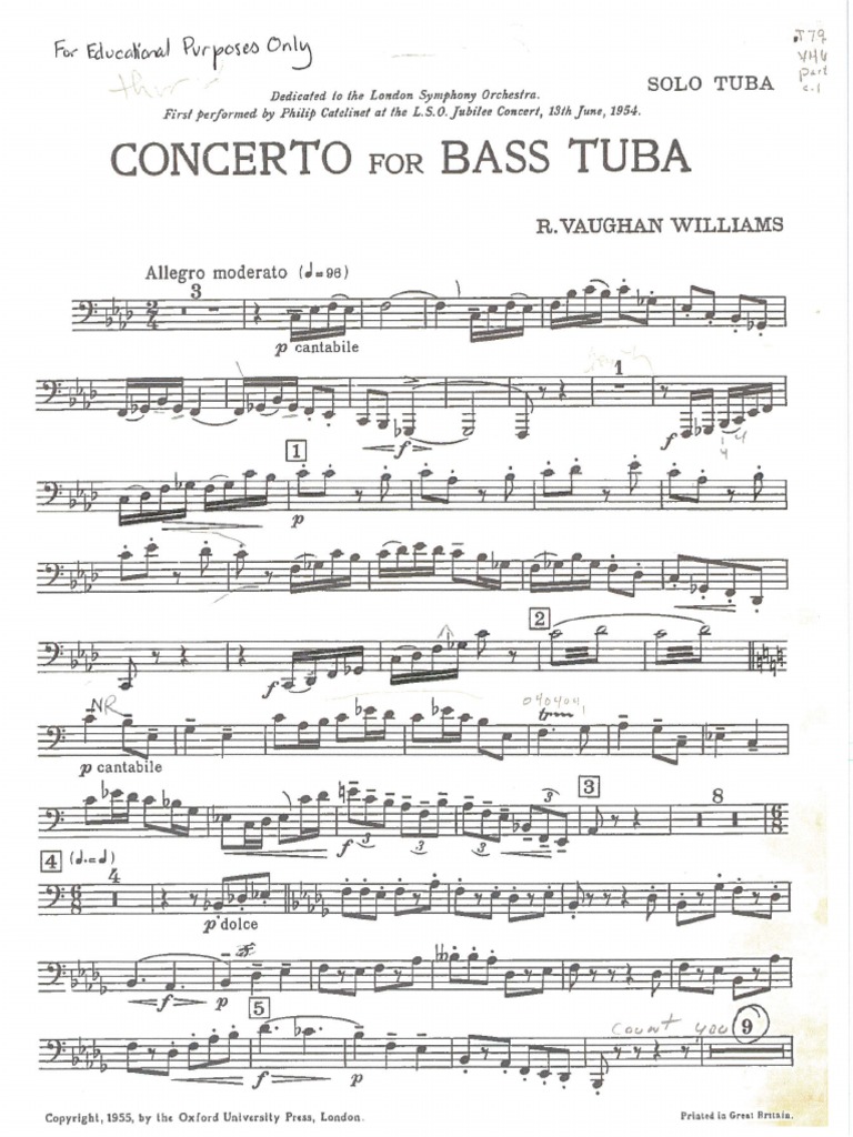 Concerto For Bass Tuba Vaughan Williams PDF | PDF
