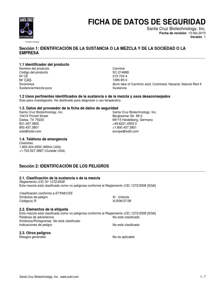 Aceto Carmin | Toxicidad | Polvo