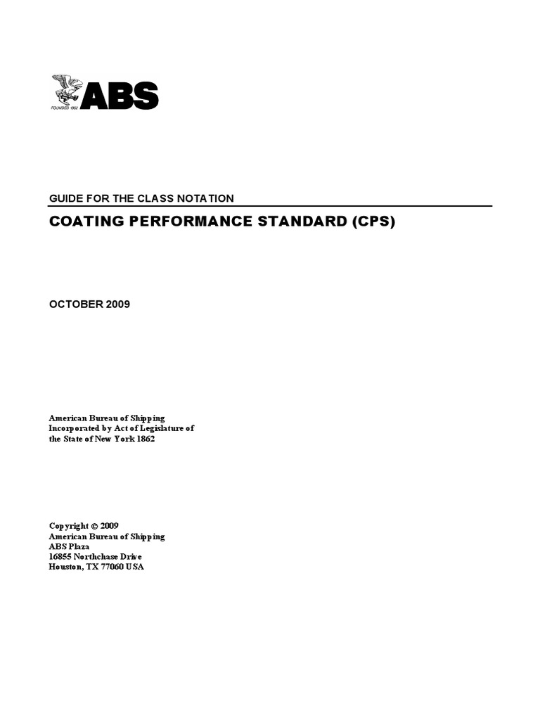 Coating Performance Standard (CPS) : Guide For The Class Notation | PDF ...