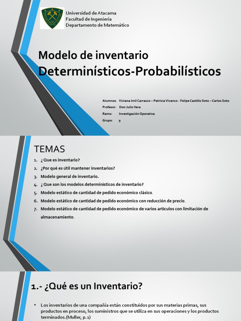 Modelos de Inventario: Determinísticos y Probabilísticos | PDF ...
