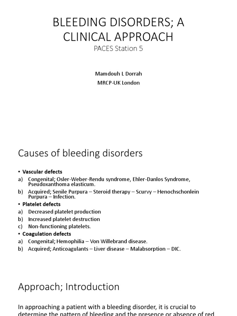 Bleeding Disorder Approach | PDF | Bleeding | Platelet