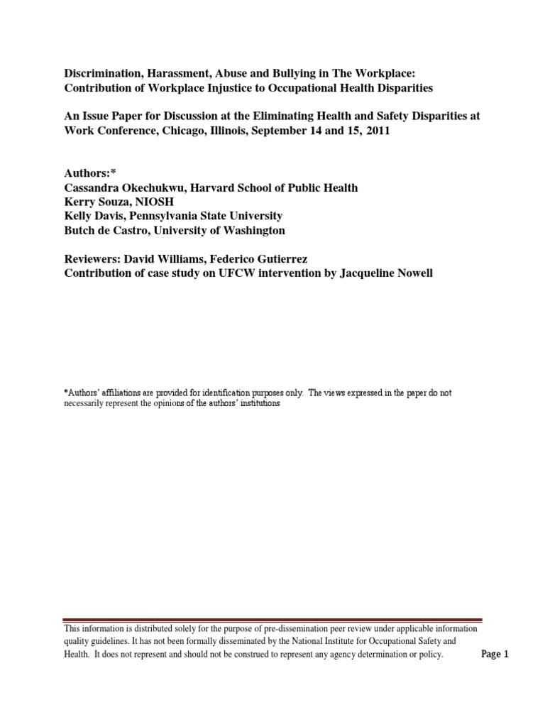 Workplace Injustice | PDF | Workplace Bullying | Occupational Safety ...
