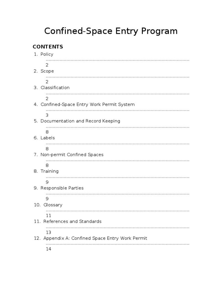 Confined-Space Entry Program | Download Free PDF | Occupational Hygiene ...