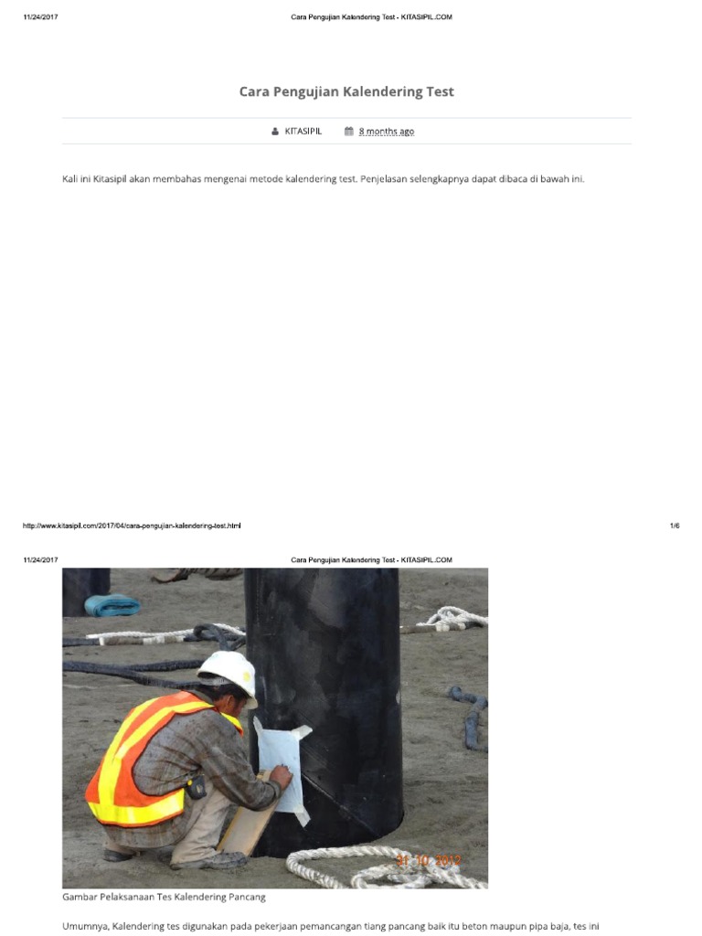 Cara Pengujian Kalendering Test - KITASIPIL | PDF