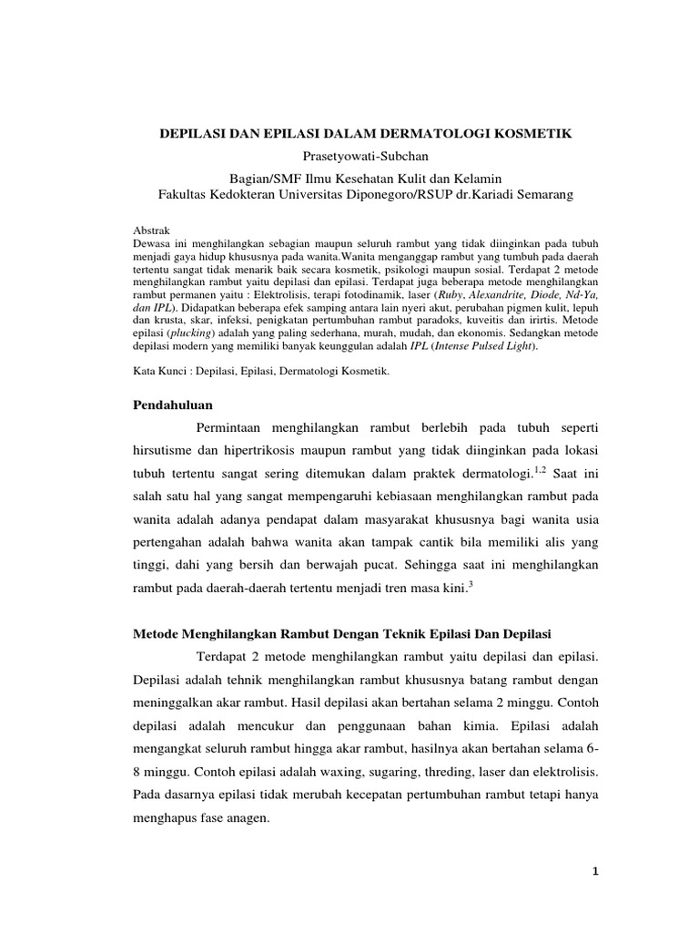 Metode Epilasi dan Depilasi Modern | PDF
