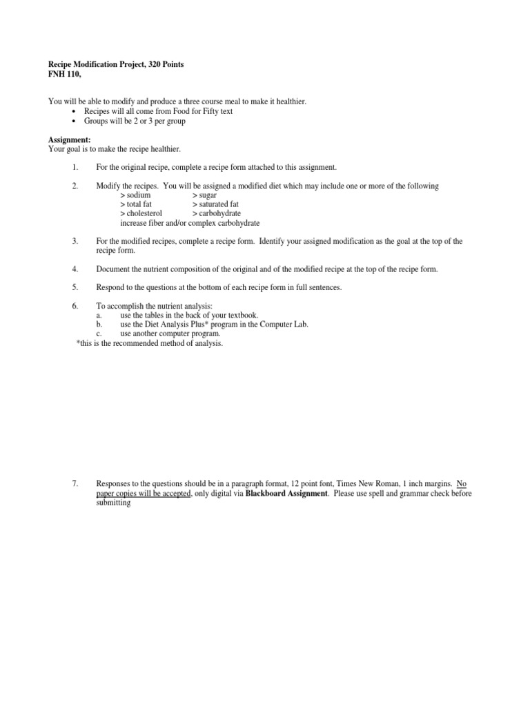 Recipe Modification Project | PDF | Breads | Egg As Food