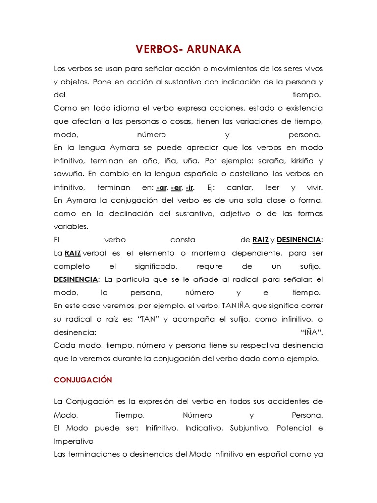 VERBOS | PDF | Verbo | Numero Gramatical