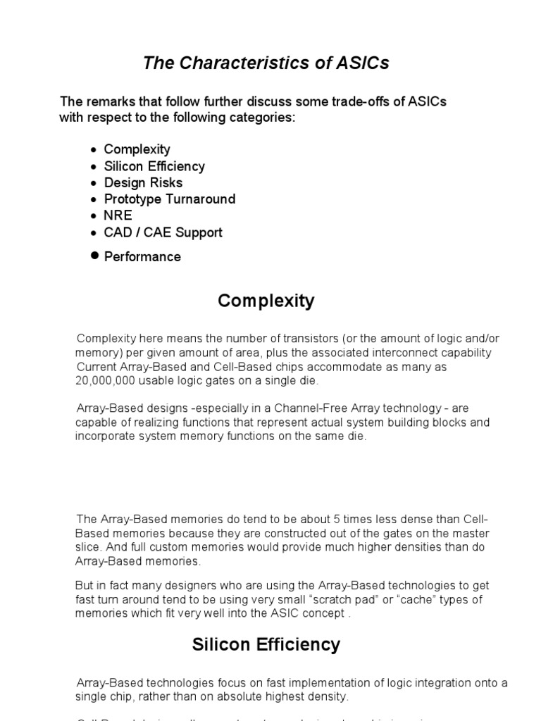 The Characteristics of ASICs | PDF | Integrated Circuit | Computer ...