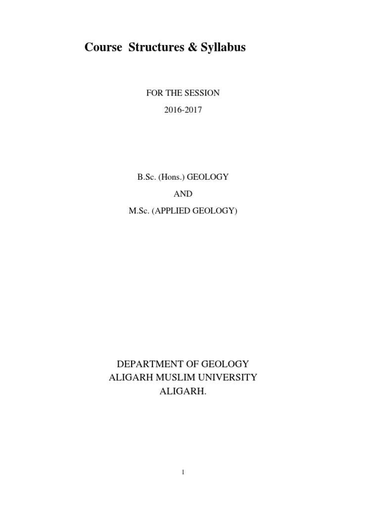 Course Structures & Syllabus: For The Session 2016-2017 | PDF | Geology ...