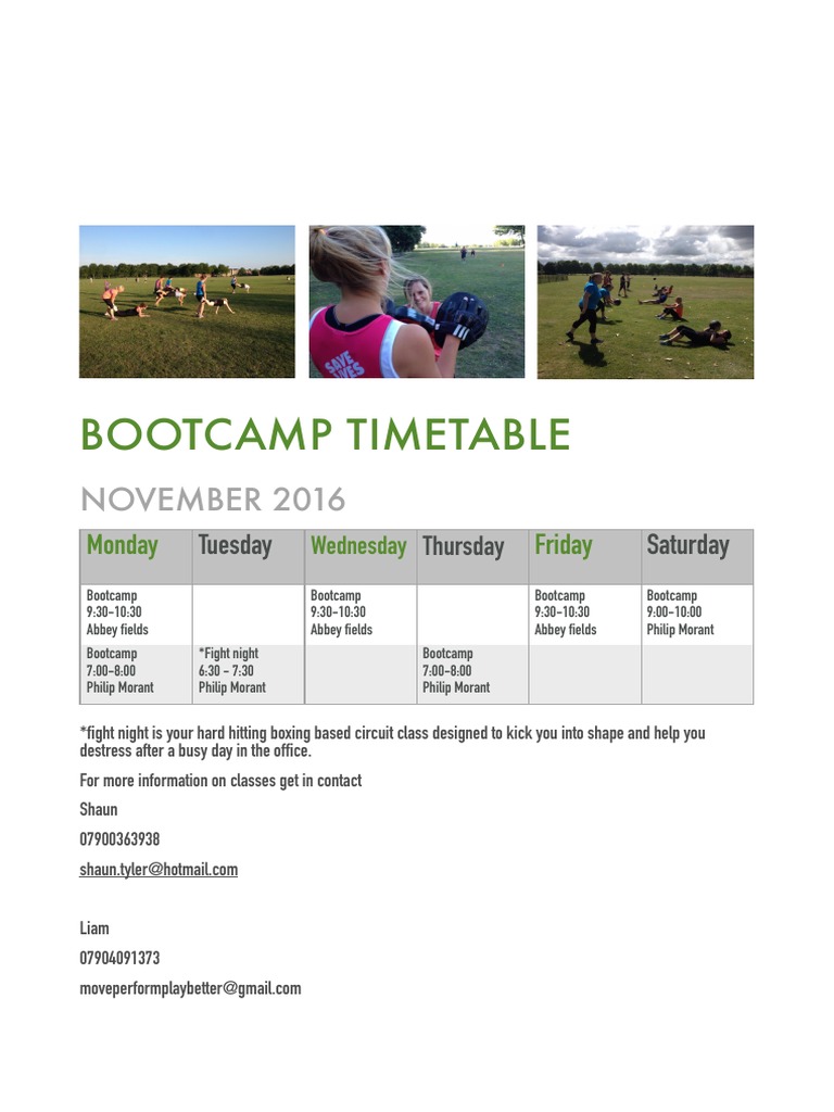 Boot Camp Timetable | PDF