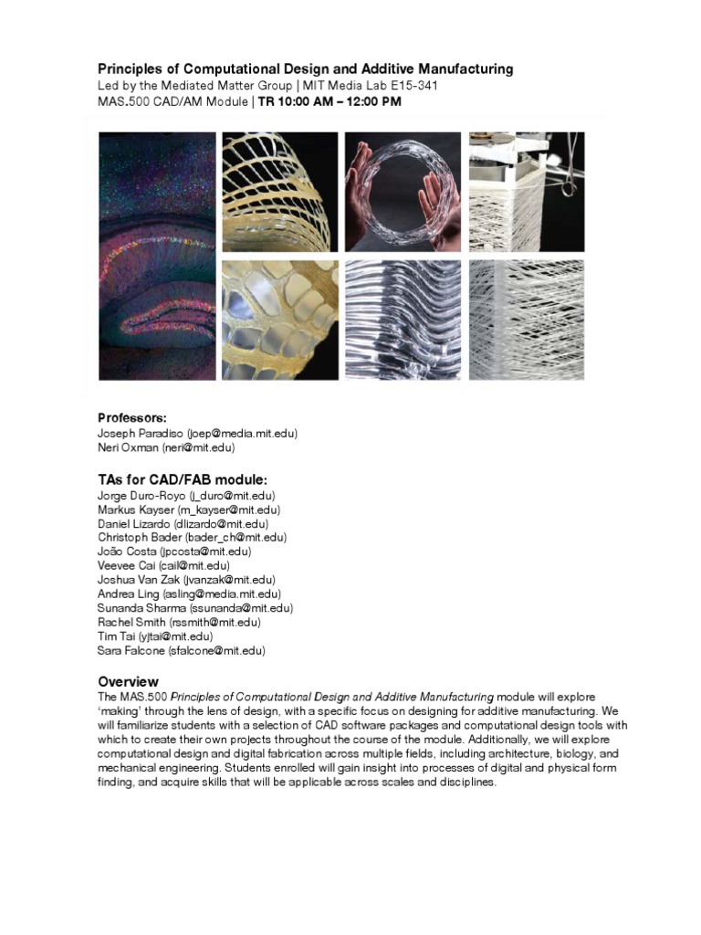 Mas500 Cad-Mod Syllabus | PDF | Materials Science | Computer Aided Design