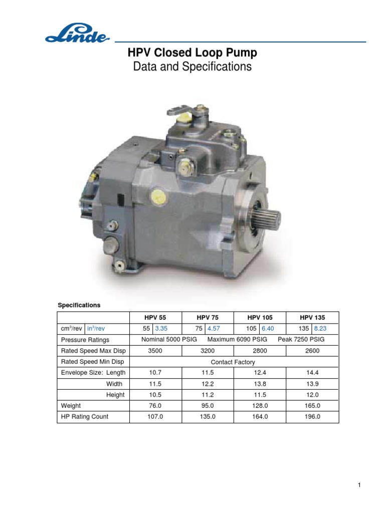 Linde - HPV Data and Specifications | PDF | Valve | Turbocharger