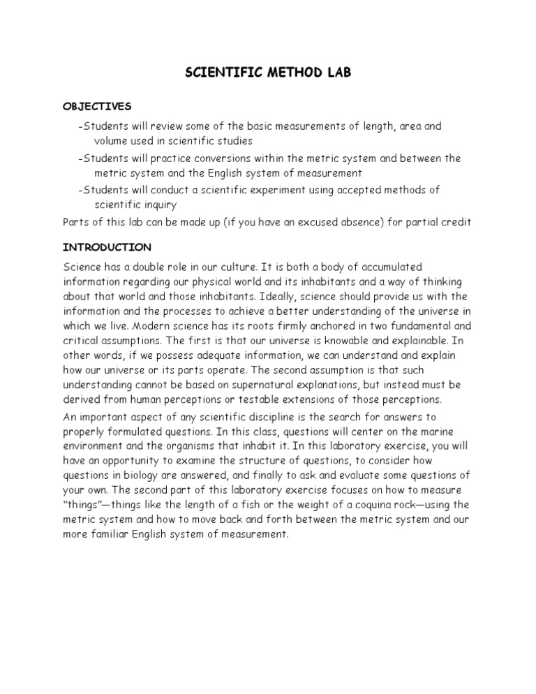 Scientific Method Lab: Measurements & Inquiry | PDF
