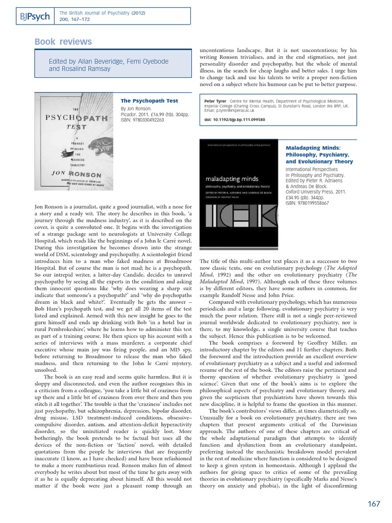 Book Reviews: Edited by Allan Beveridge, Femi Oyebode and Rosalind ...