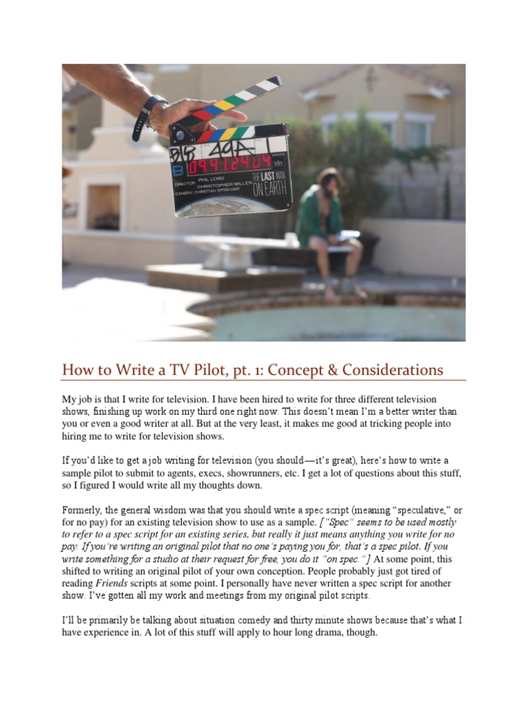Writing a TV Pilot: Concepts & Characters | PDF | Star Wars | Screenplay