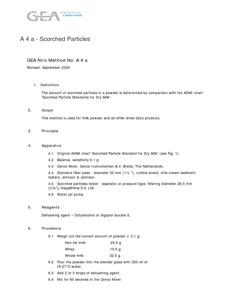 A 4 A - Scorched Particles - tcm11-30908 | PDF | Powdered Milk | Filtration