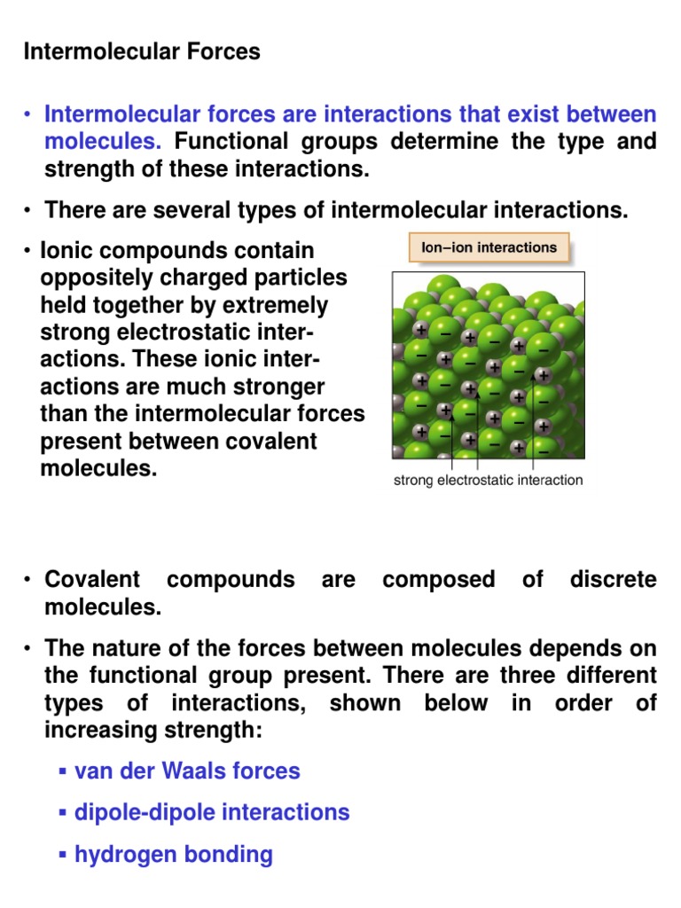 Molecules.: - Intermolecular Forces Are Interactions That Exist Between ...