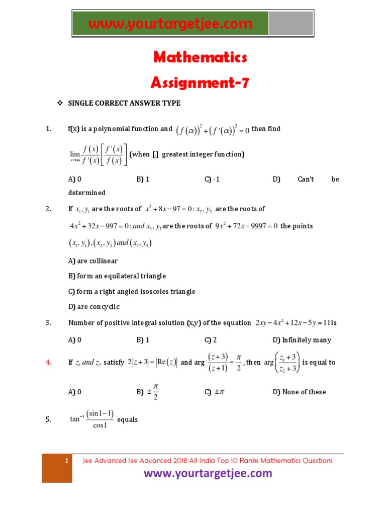 Mathematics Assignment P7 | PDF | Triangle | Circle