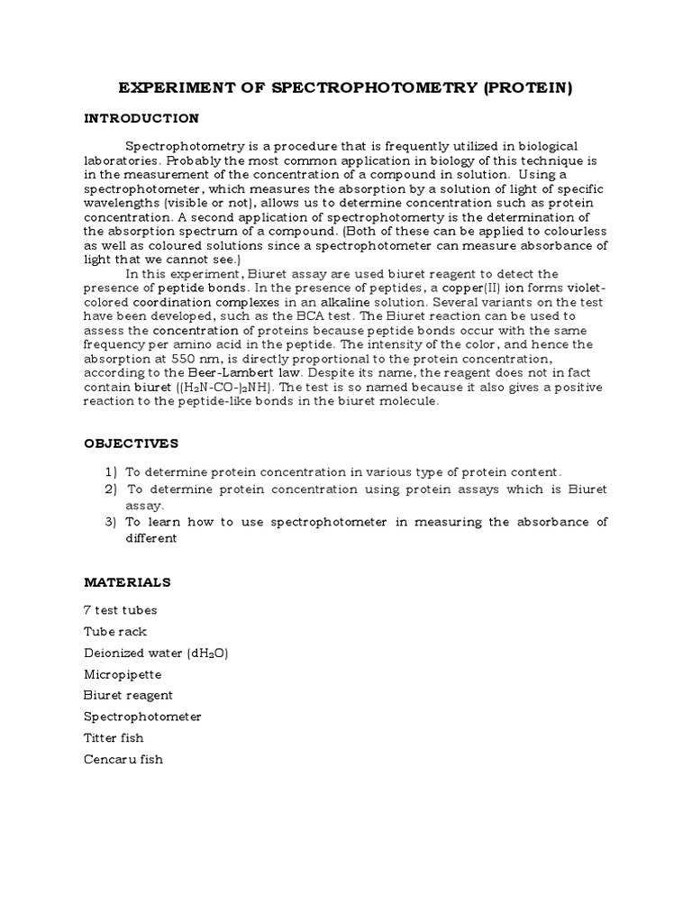 Experiment of Spectrophotometry | PDF | Spectrophotometry ...