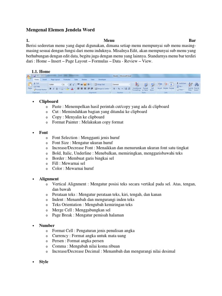 Elemen Dasar Jendela Microsoft Word | PDF