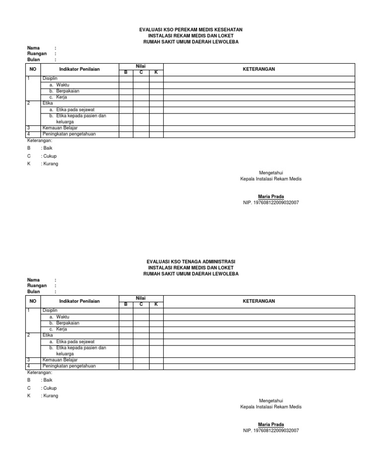 Format Evaluasi Kso | PDF