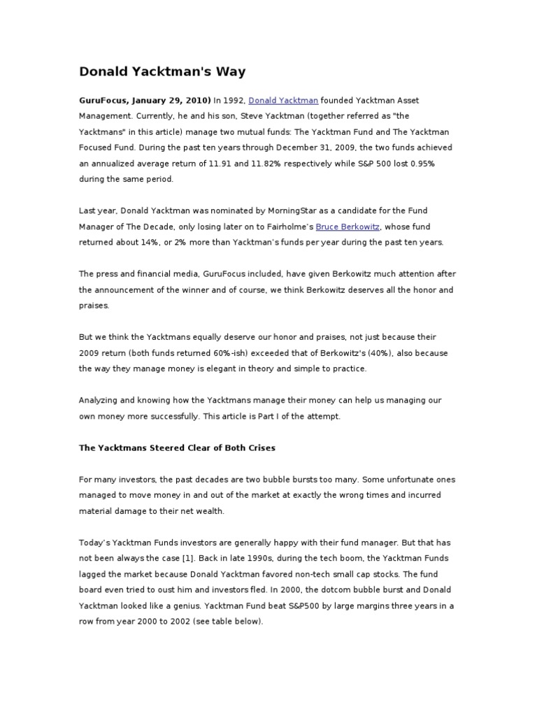 Yacktman Asset Management Strategies | PDF | Value Investing | Investing