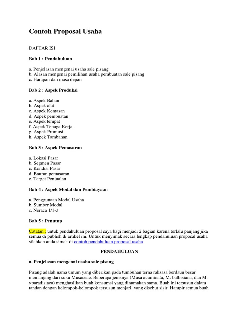 Contoh Proposal Usaha | PDF