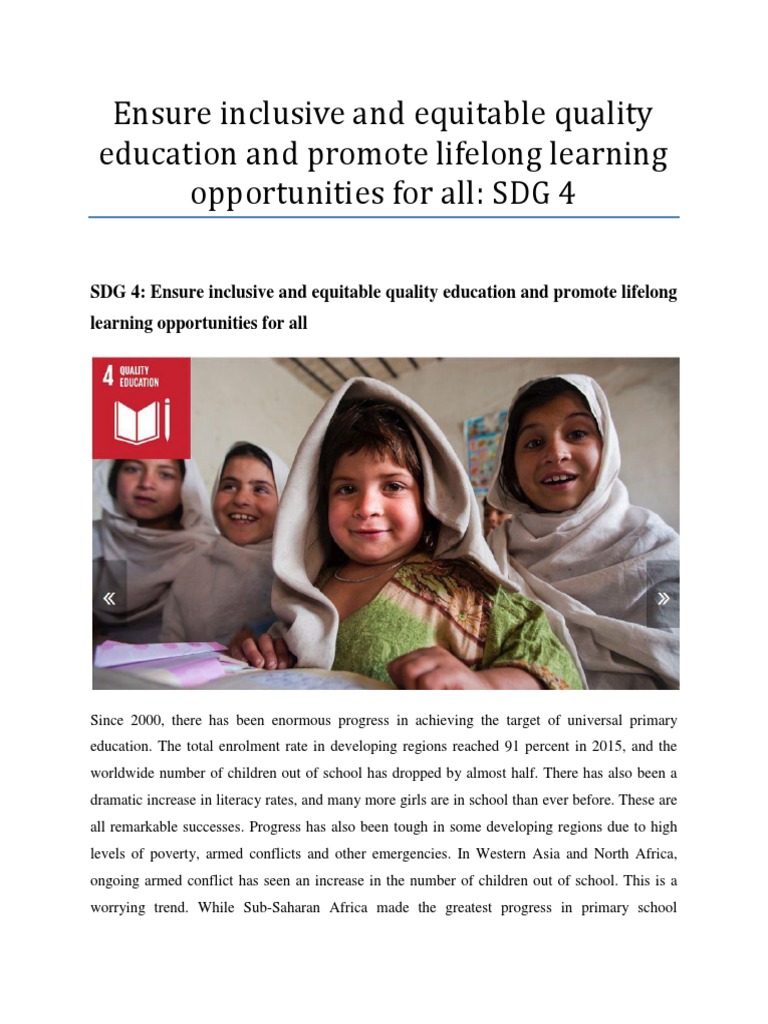 Ensure Inclusive and Equitable Quality Education and Promote Lifelong ...