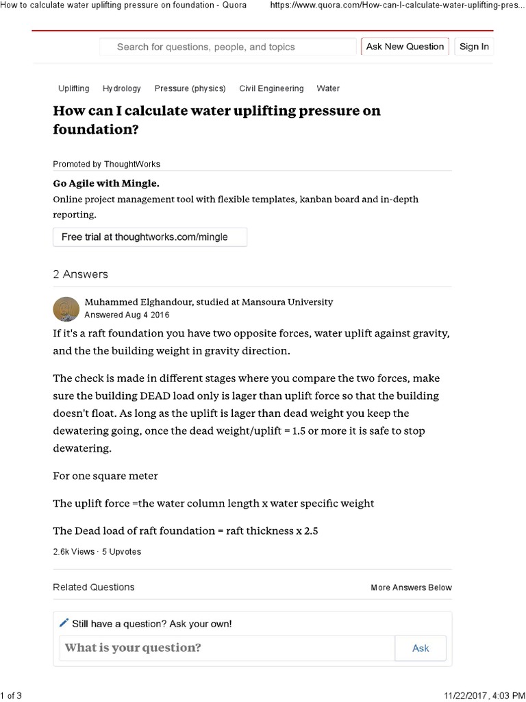 Understanding Uplift Pressure in Hydrology | PDF | Pressure | Continuum ...