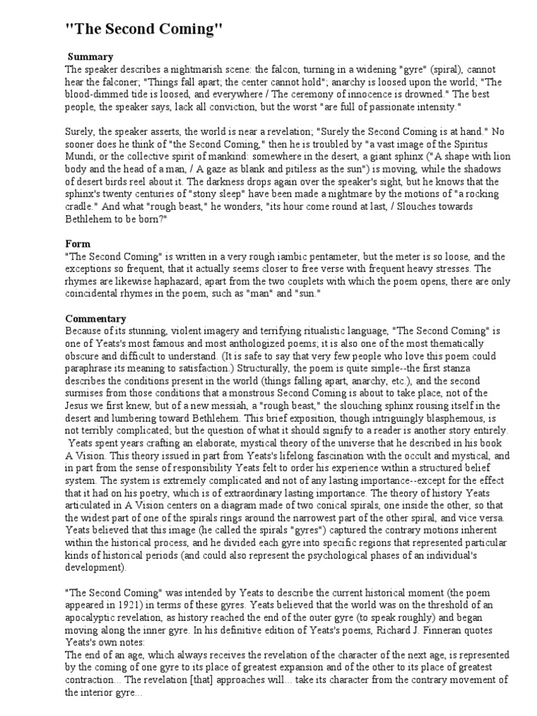 The Second Coming | W. B. Yeats | Poetry