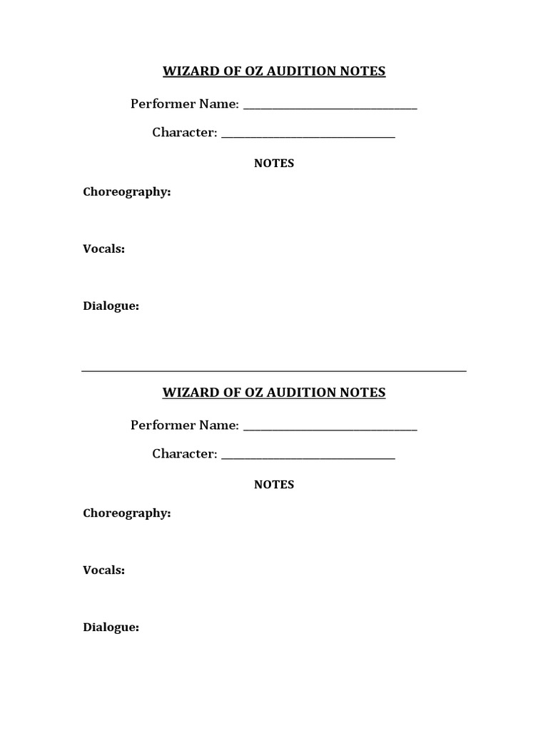 Audition Notes for Performers | PDF | Language Arts & Discipline