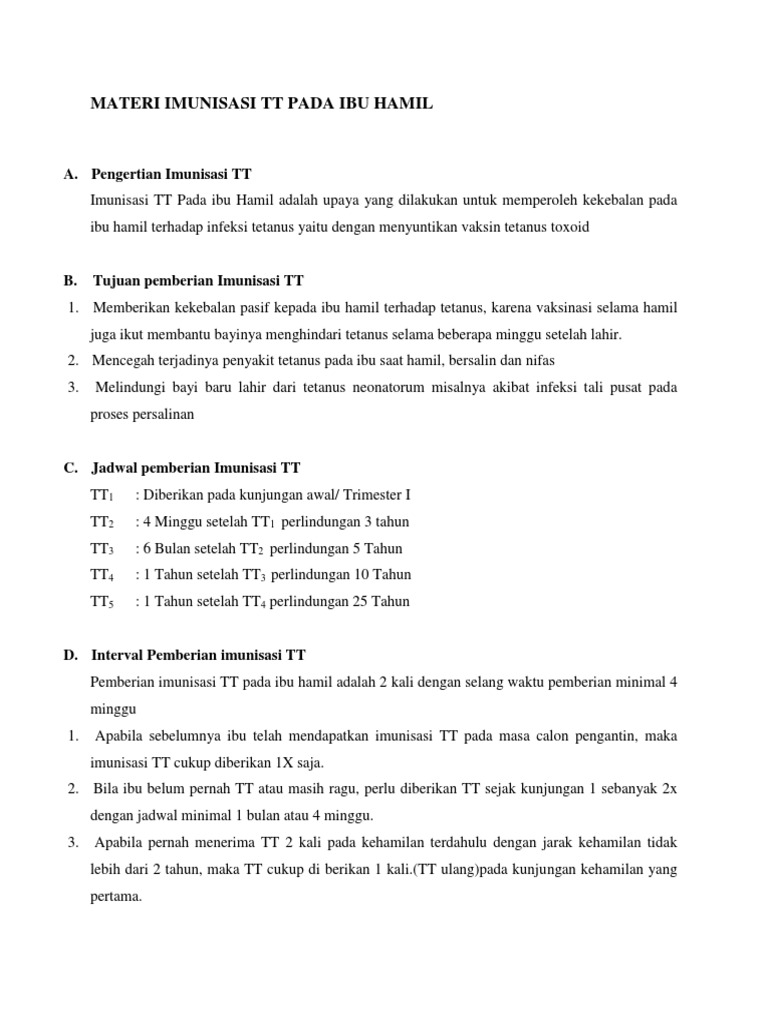 Materi Imunisasi TT Pada Ibu Hamil | PDF