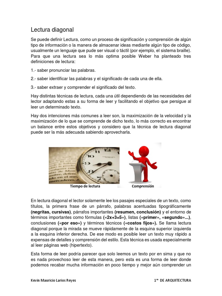 Lectura Diagonal | Lectura (proceso) | Ciencia cognitiva