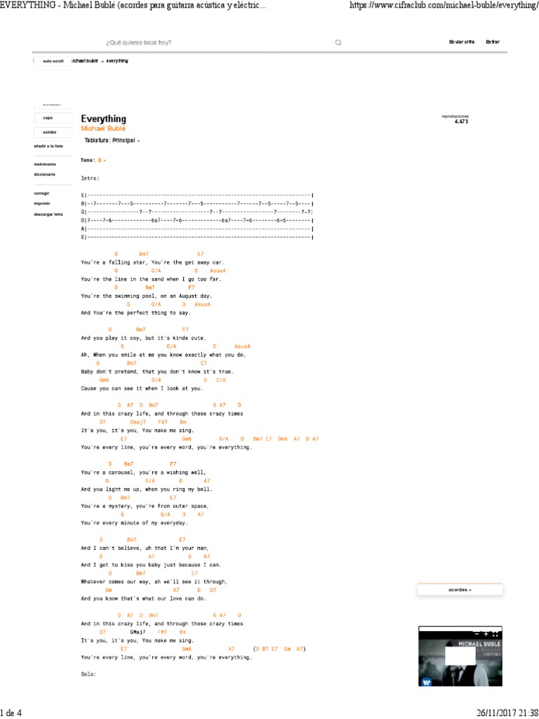 EVERYTHING - Michael Bublé (Acordes para Guitarra Acústica y Eléctrica) - Cifra Club | Descargar ...