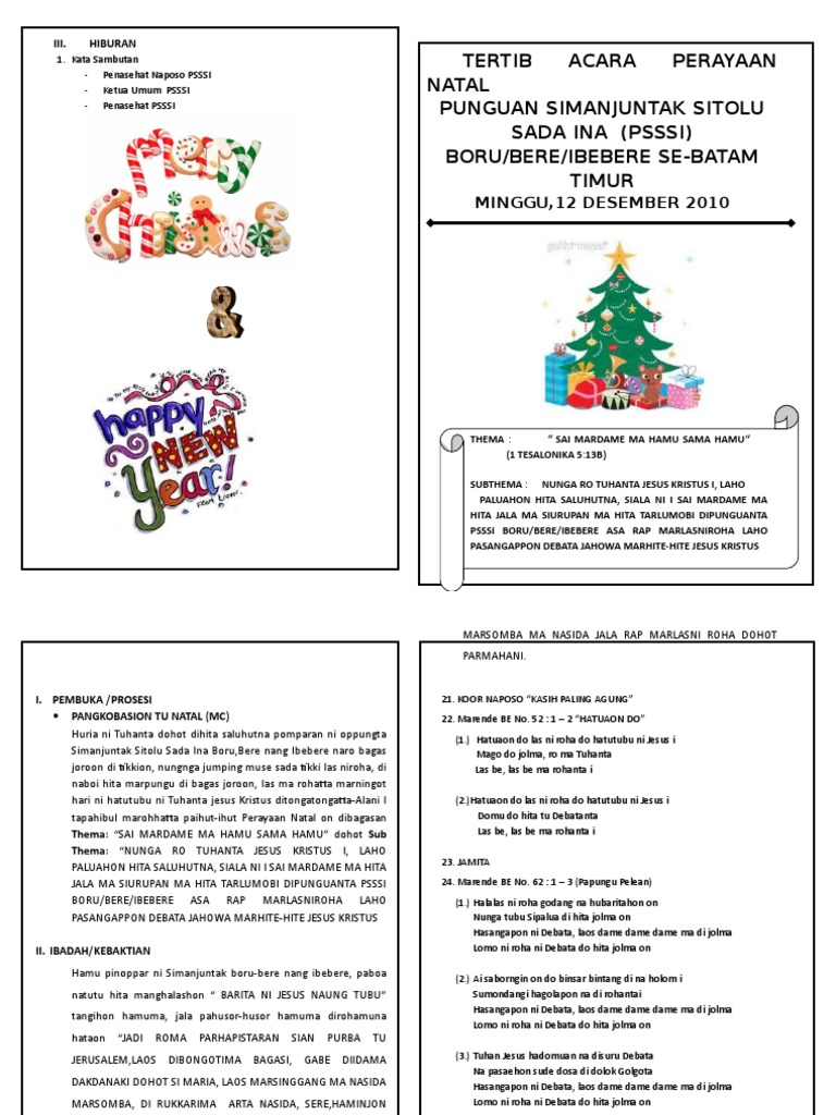 Tertib Acara Natal PSSSI 2010 | PDF