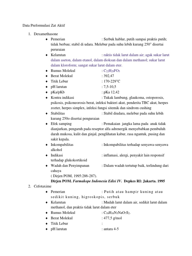 Data Preformulasi Zat Aktif Injeksi | PDF