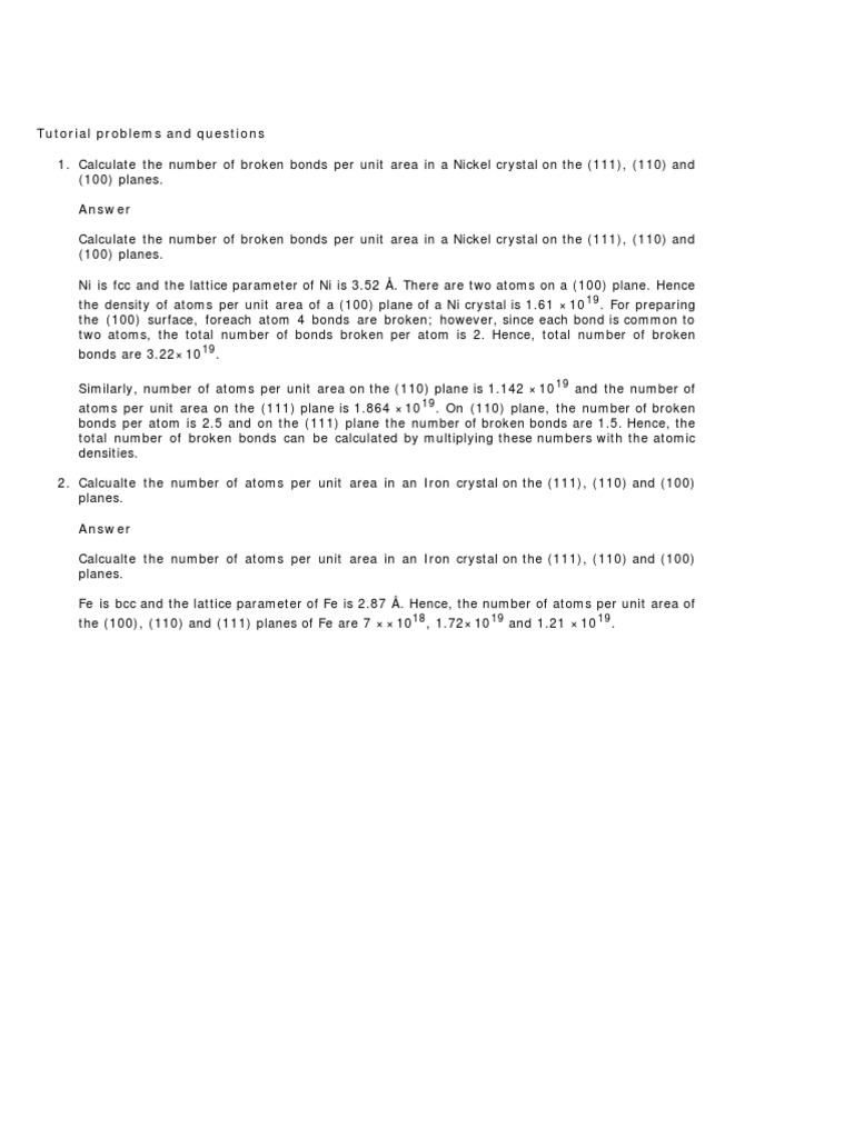 Tutorial Problems and Questions | PDF | Teaching Methods & Materials ...