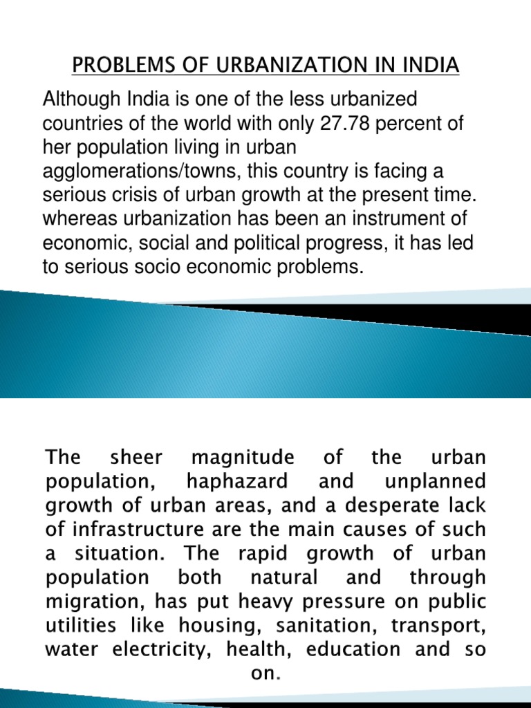 Problems of Urbanization in India | PDF | Urbanization | Slum