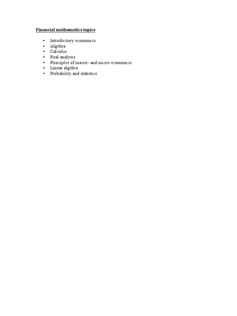 Key Topics in Financial Mathematics | PDF